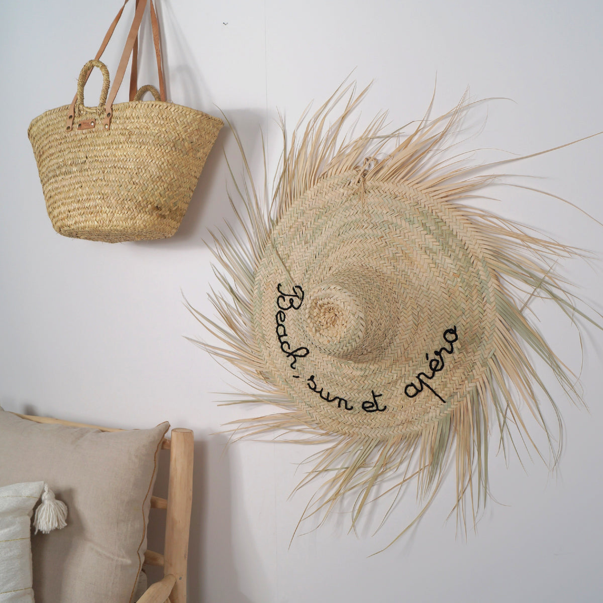 Chapeau mural en paille personnalisable| Bohome Living